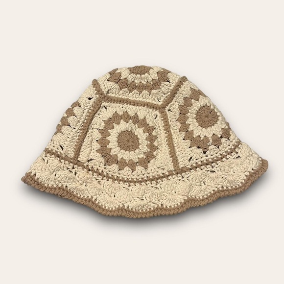 Vintage | Accessories | Vintage Crochet Granny Square Bucket Hat ...